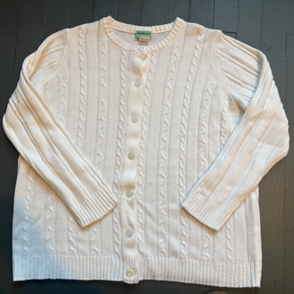 Sara Morgan | Sweaters | Sara Morgan White Cableknit Button Down ...